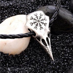 Jewelry | Raven Skull Necklace Viking Helm Of Awe Amulet Talisman ...